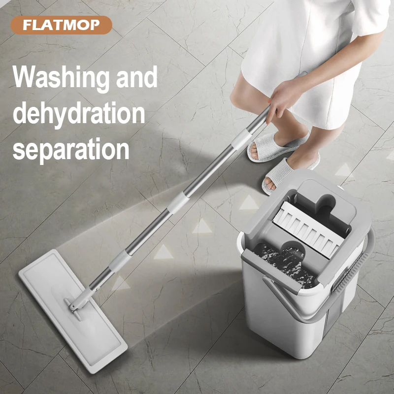 Mops-Magic-Floor-Mop-Squeeze-Mop-mit-Eimer-Flat-Bucket-Rotations-mopp ...