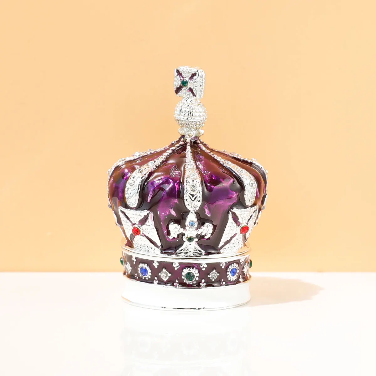 1PC Hand Painted Purple Crown Style Trinket Box with Hinged Unique Gift ...