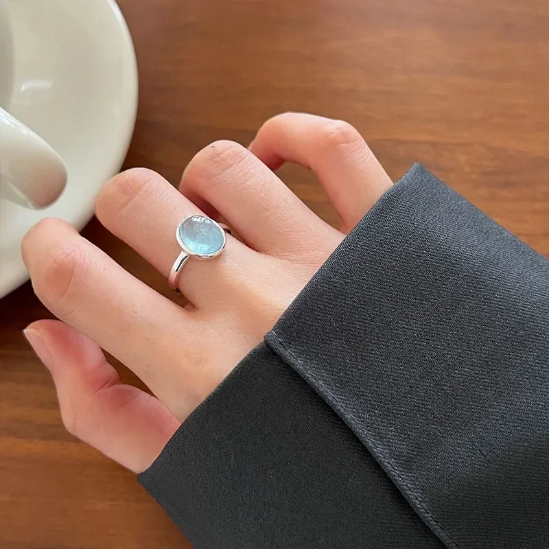 Sea-Blue-Ring-Women-s-Simple-Niche-Elegant-Light-Luxury-Open-Ring ...