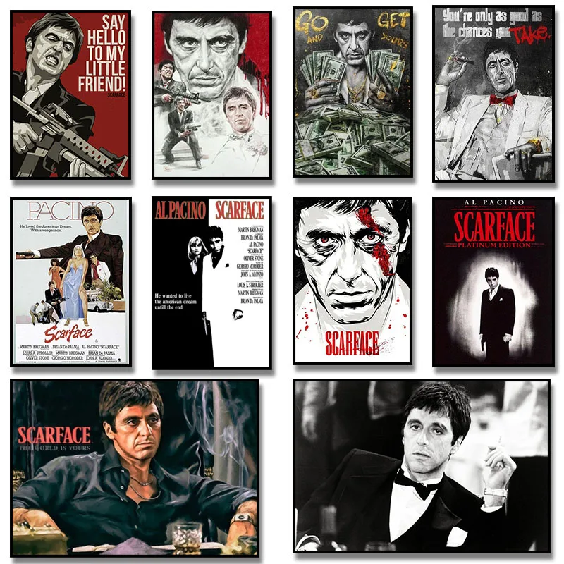 Gangster-Movie-Scarface-Posters-Prints-Tony-Montana-with-Money-Canvas ...