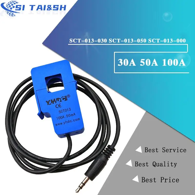 Haute qualité 30A 50A 100A SCT-013-030 SCT-013-050 SCT-013-000 Non invasif capteur de courant ...