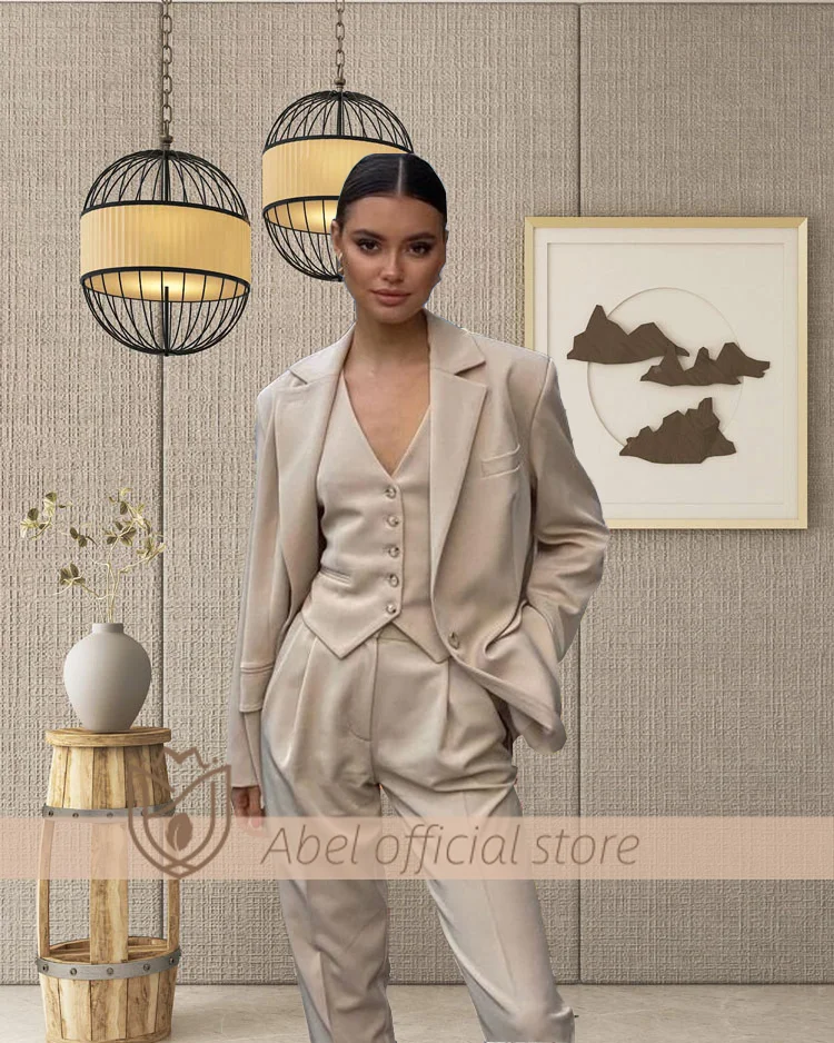 Effortlessly Elegant 3 Piece Women's Blazer Pant Set: Perfect for Formal Occasions & More ...