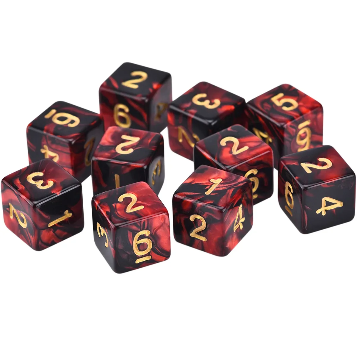 10pcs/set Red and Black Dice Right Angle Dice Board Game Accessories 16mm
