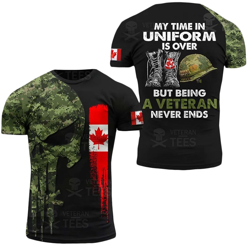Canada-Camouflage-T-Shirt-Men-ARMY-VETERAN-Combat-Tops-3D-Military-Camo ...