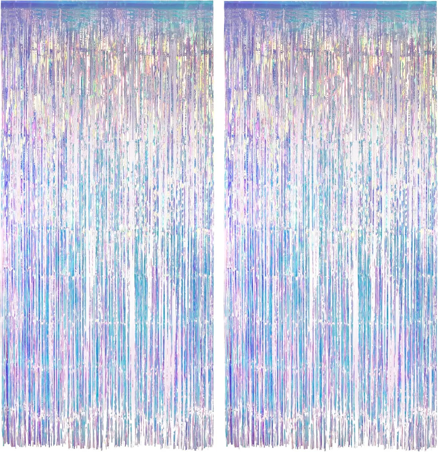 Rainbow Party Streamers Backdrop Neon Clear Tinsel Foil Tassel Curtain ...