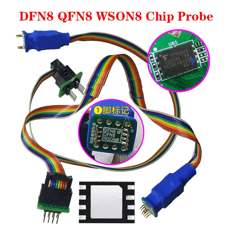 DFN8 QFN8 WSON8 Dip8 Chip Probe Line Read Write Burning Needle Probe 1.27 6x8 6X5 Programmer ...