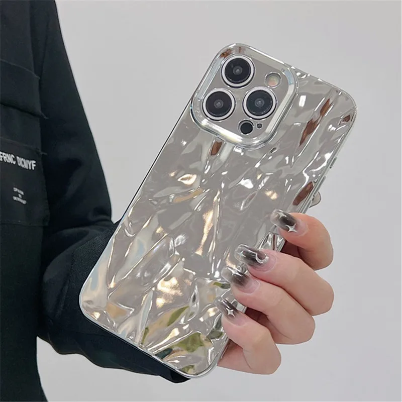 Lovebay-3D-Electroplated-Silver-Wrinkles-Pleated-Pattern-Phone-Case-For ...
