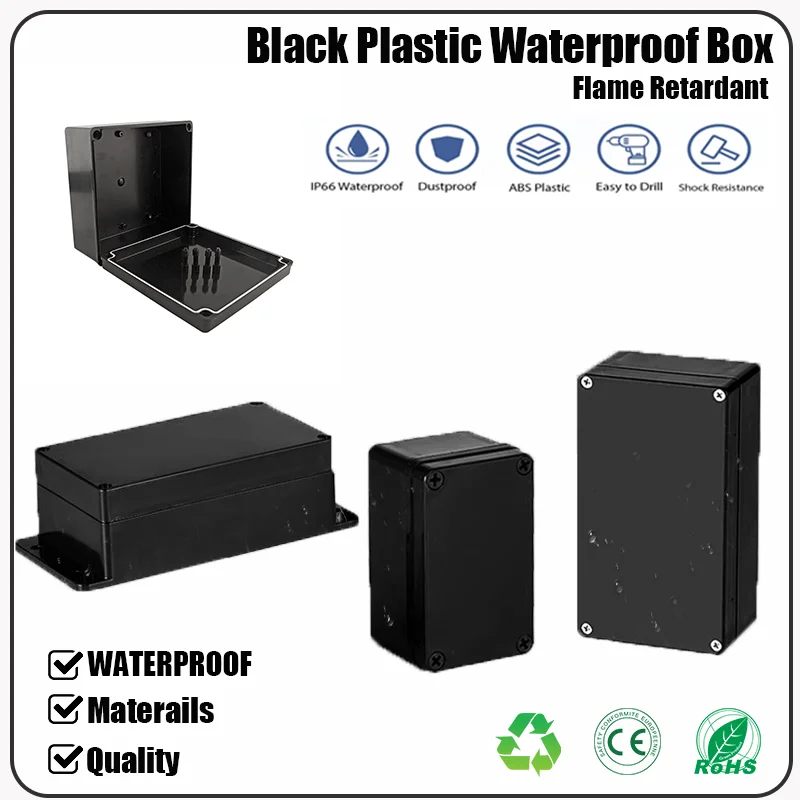 IP67 Black Box ABS Waterproof Housing Electronic Safe Case Plastic ...
