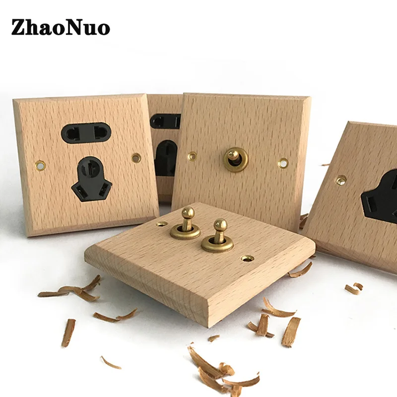 Simple Light Switch 2 Gang | Beech Wood Toggle Switch | Beech Wood ...