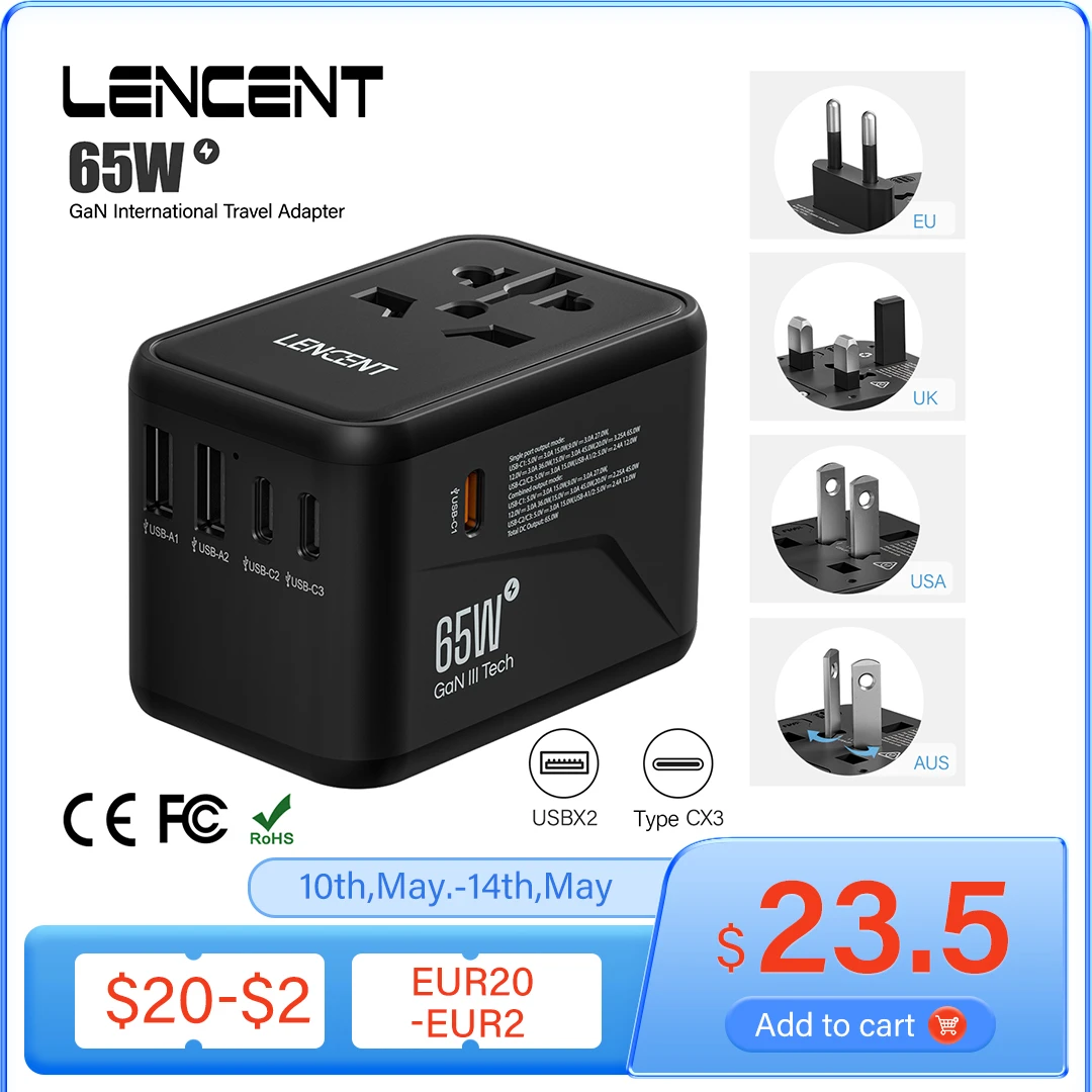 International Travel Power Adapter | Travel Charger Power Adapter - 65w ...