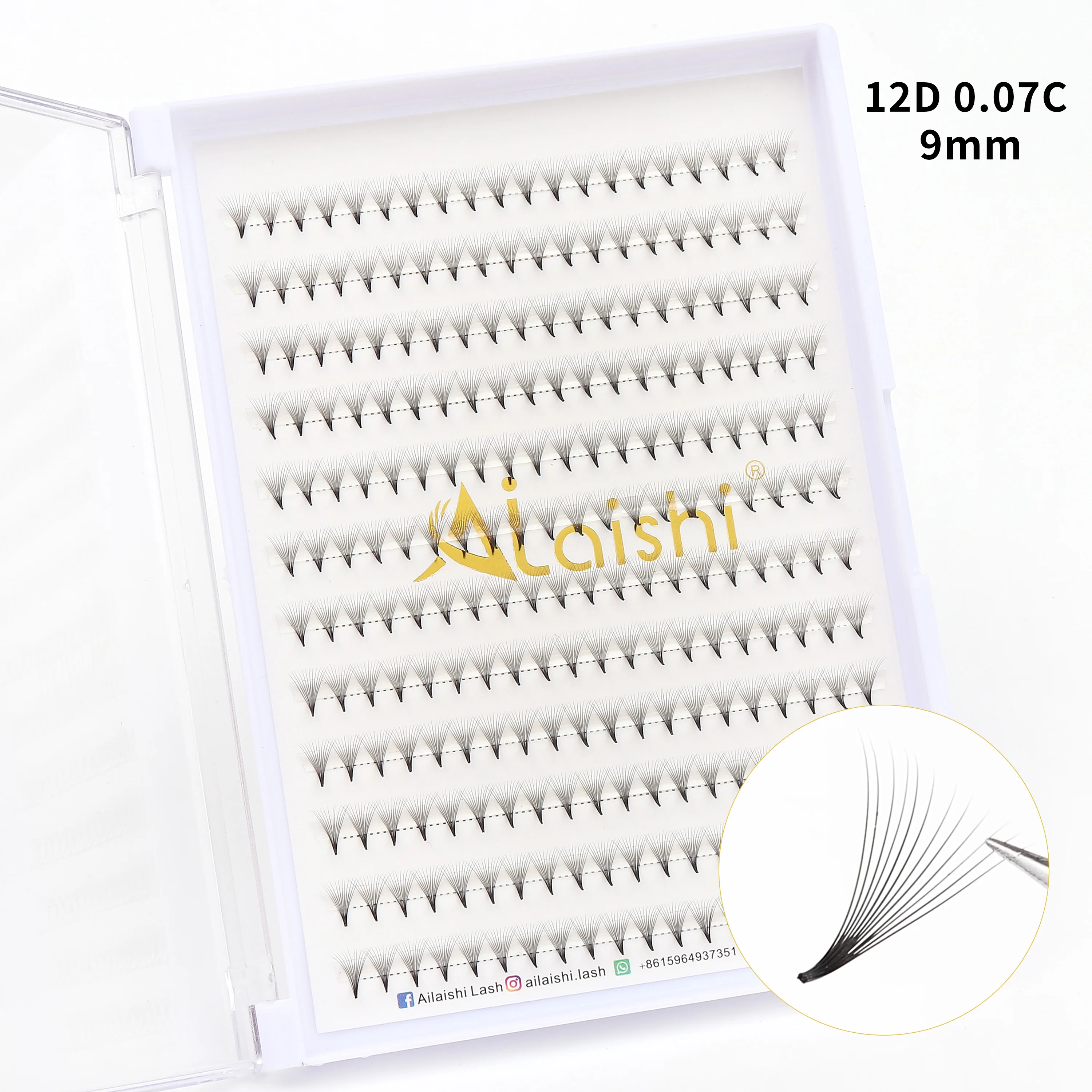 12D-Pointy-Base-False-Eyelashes-C-D-Curling-Thick-Lashes-Premade-Fans ...