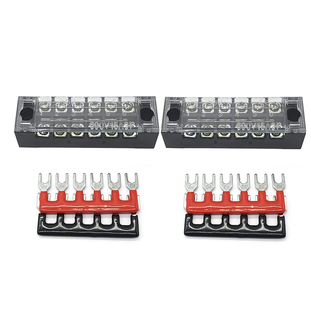 2-Sets-6-Way-Dual-Row-600V-15Amp-Terminal-Block-Strip-Connector-And-4 ...
