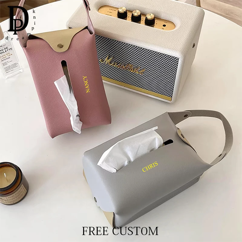 Custom-Letters-Fashion-Tissue-Storage-Box-PU-Leather-Luxury-Design ...