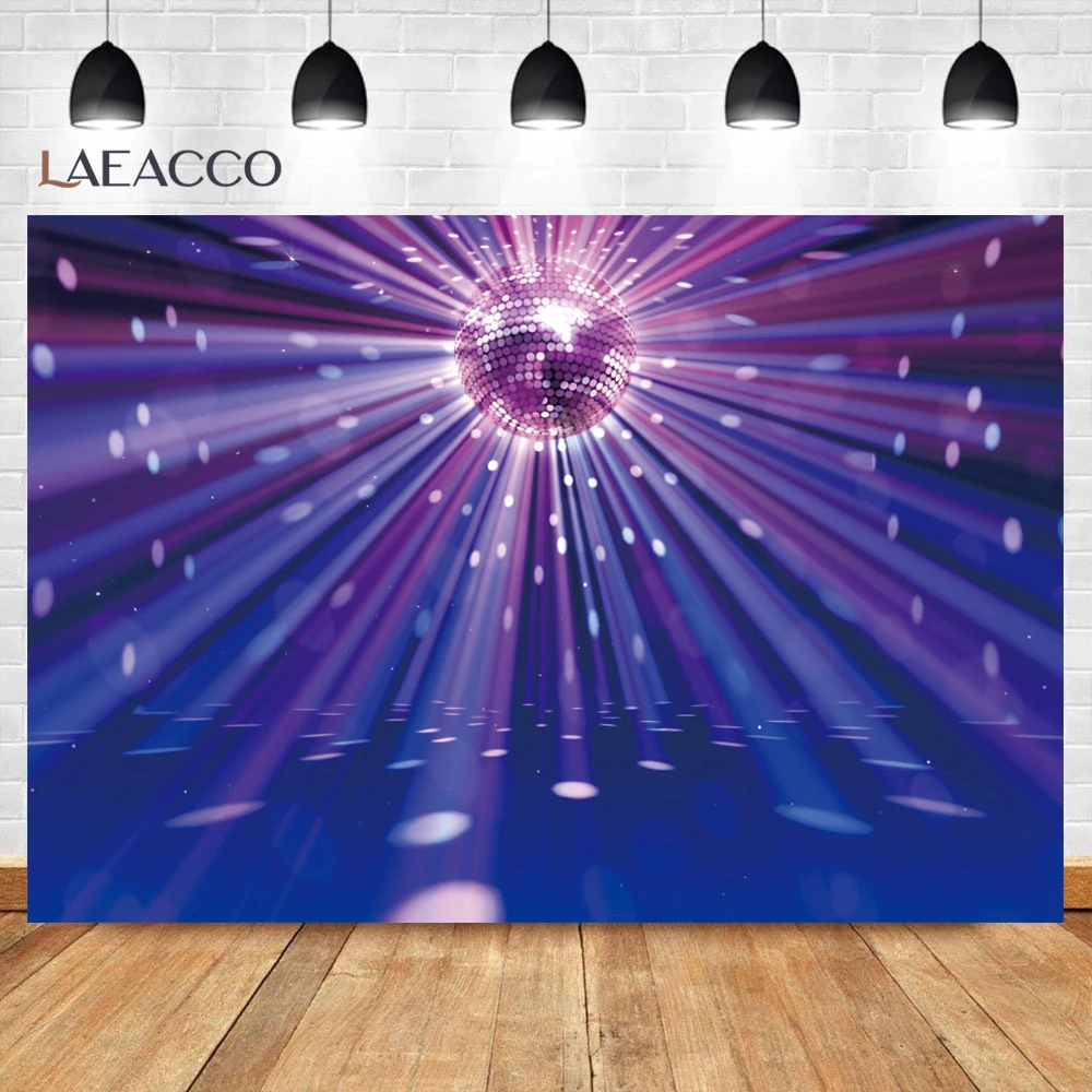 Shiny Disco Party Backdrop Vintage Ball Blue Stage Night Club Neon ...