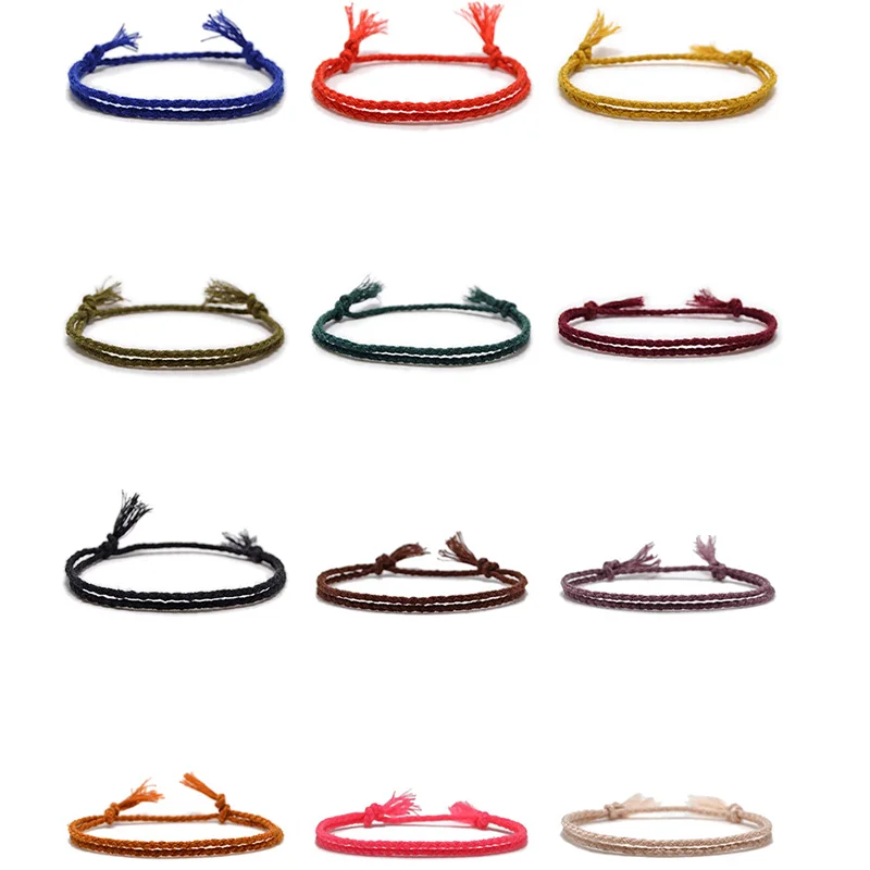 10PCS 20 StylesHandmade Woven Cotton Rope String Bracelet Pure Color ...