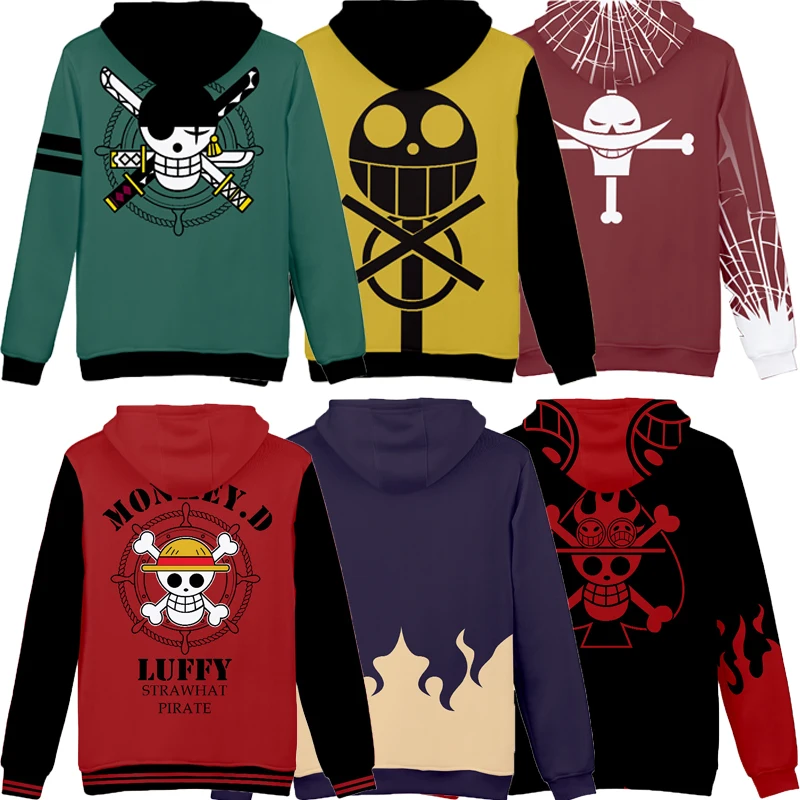 Anime One Piece Clothing Hoodie Sweatshirt Men One Piece luffy Coat ...