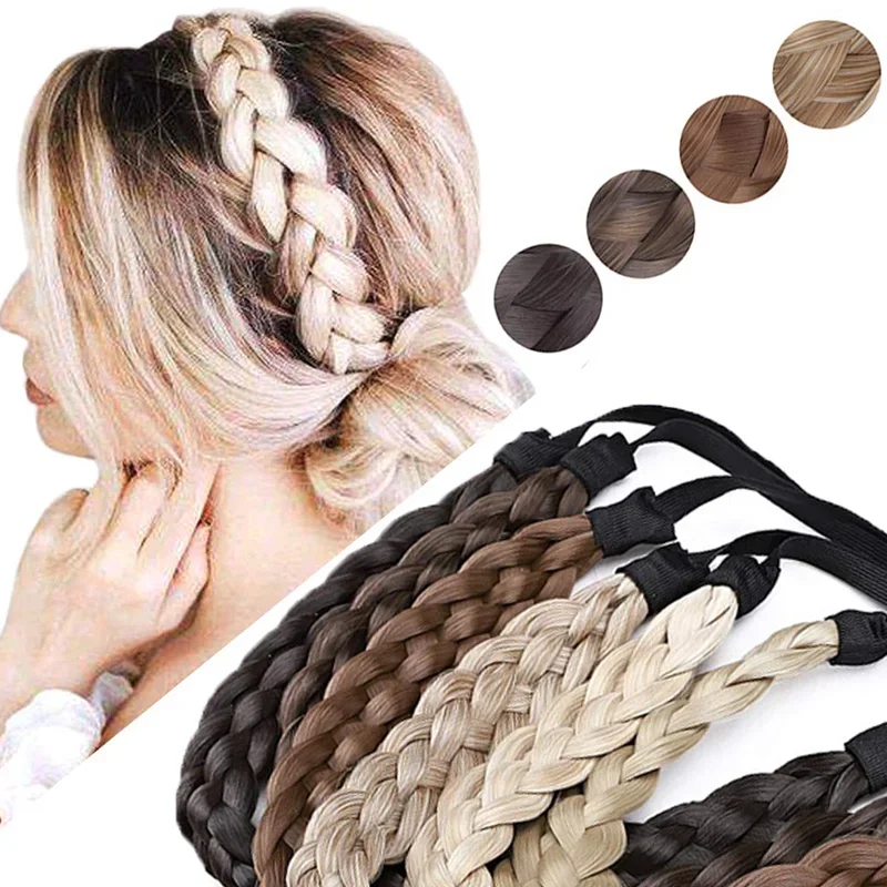Fashion-Synthetic-Braided-Headband-Twist-Elastic-Hair-Headband-With ...