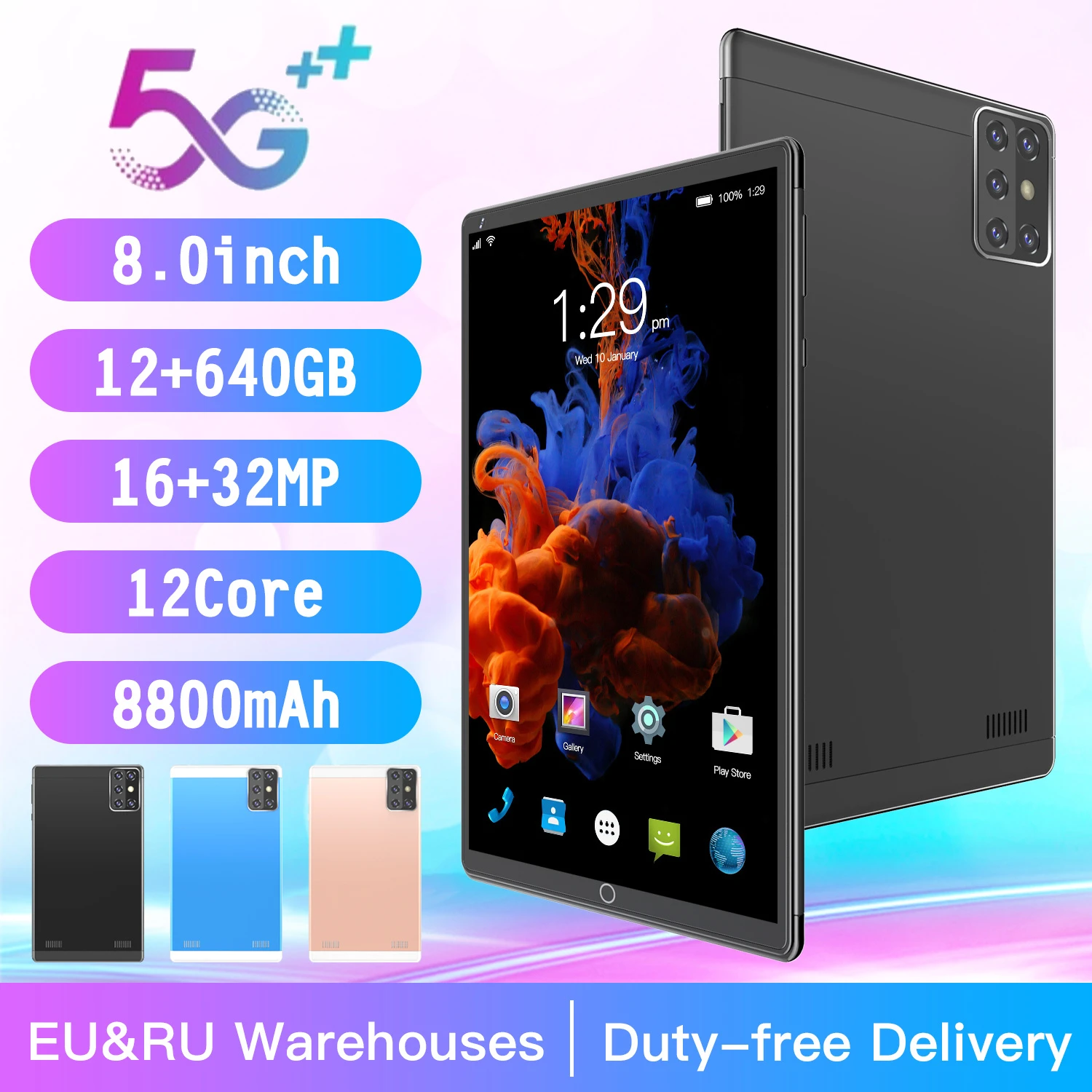 Tablet PC K20 4G/5G 8800mAh 12GB RAM 640GB ROM New 8 Inch Pad Google ...