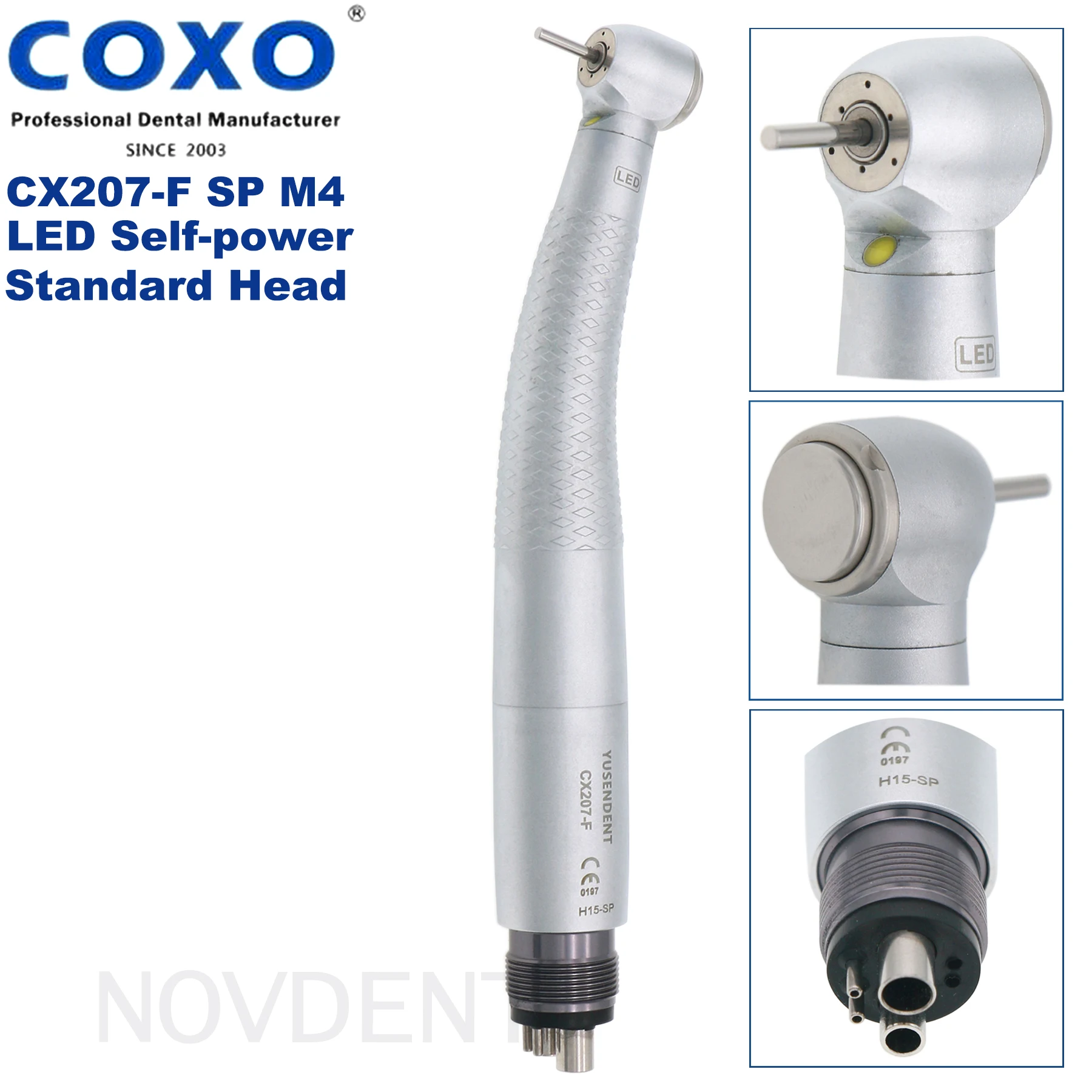 COXO YUSENDENT Self Power Dental Air Turbine High Speed Handpiece LED 4 Holes CX207-F-SP M4