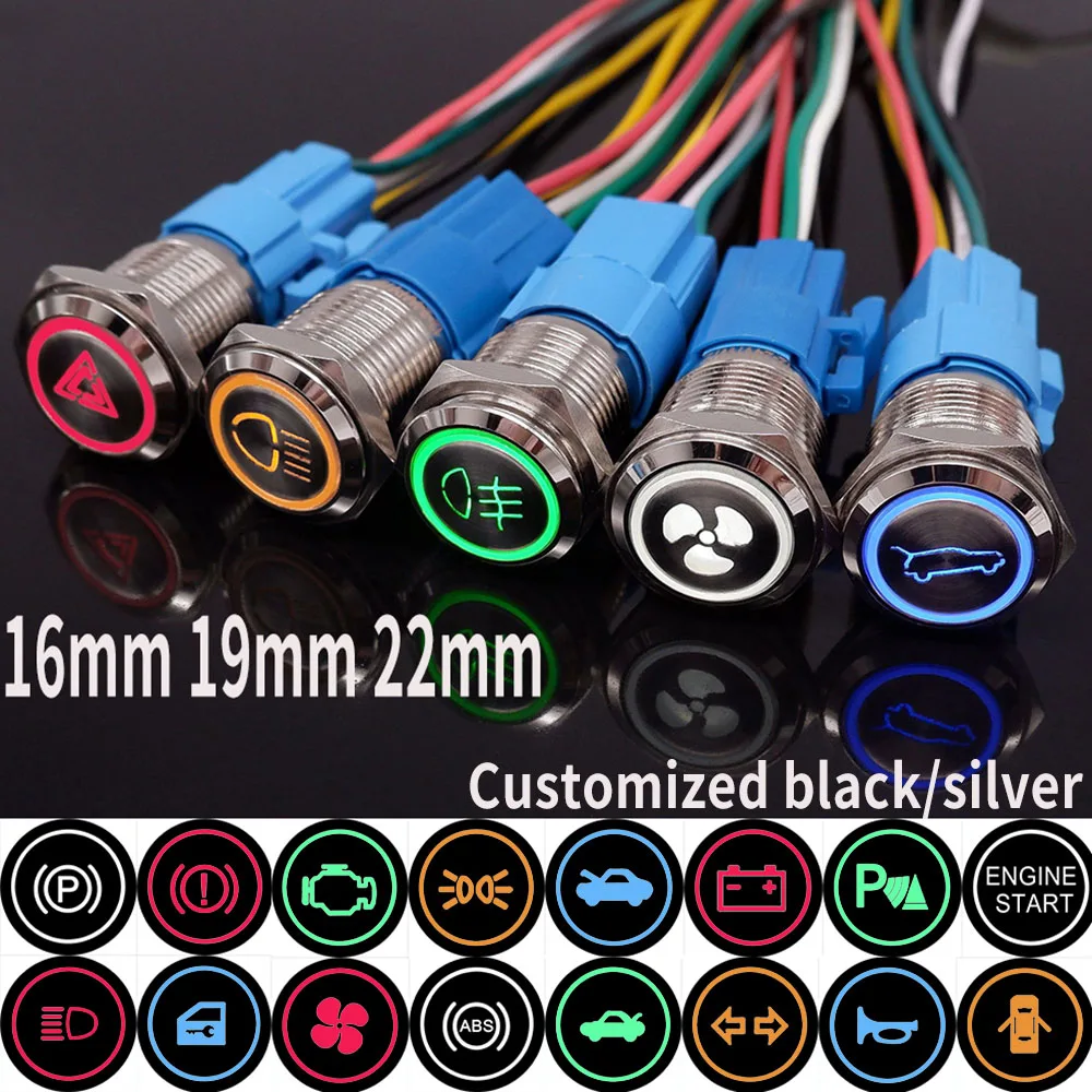 16-19-22mm-Custom-Metal-Power-Button-Switch-Start-Stop-LED-Light-For ...