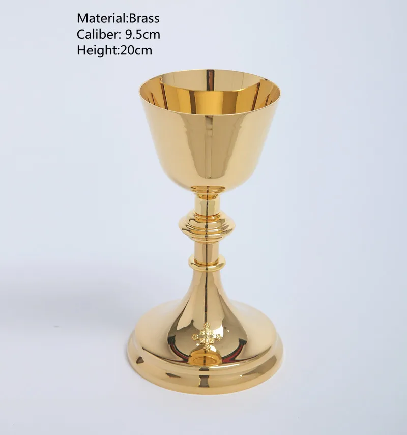 Catholic Chalice and Paten, Brass Gold Gilded Priest Ciborium with ...