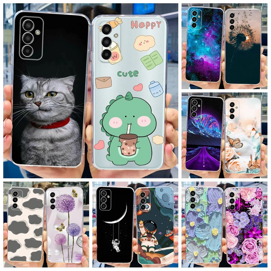 For-Samsung-Galaxy-F13-Case-M13-4G-Cover-Cute-Dinosaur-Transparent-Capa ...