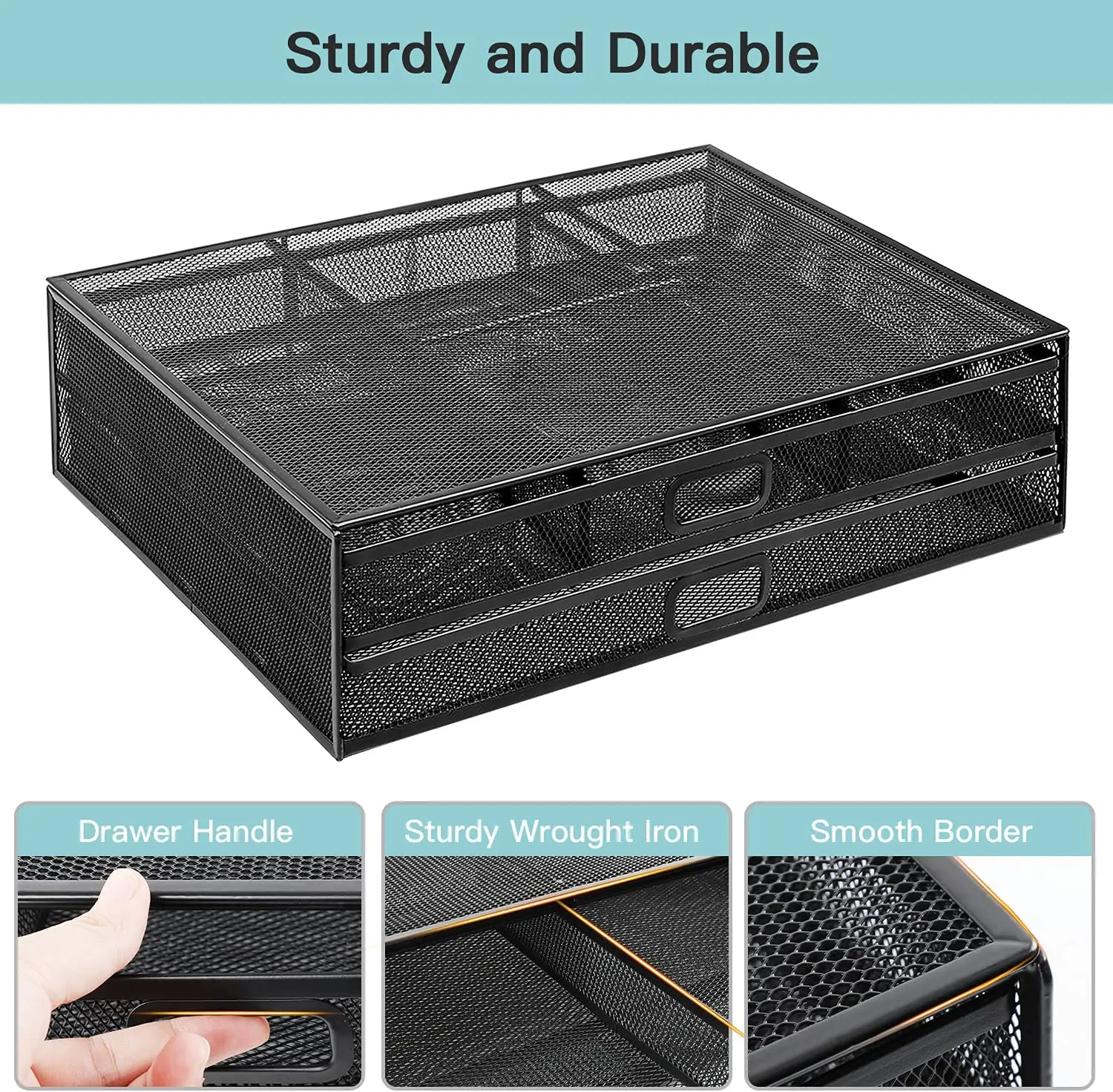 Wire Mesh Monitor Riser with Drawers - TidyPals.co.uk