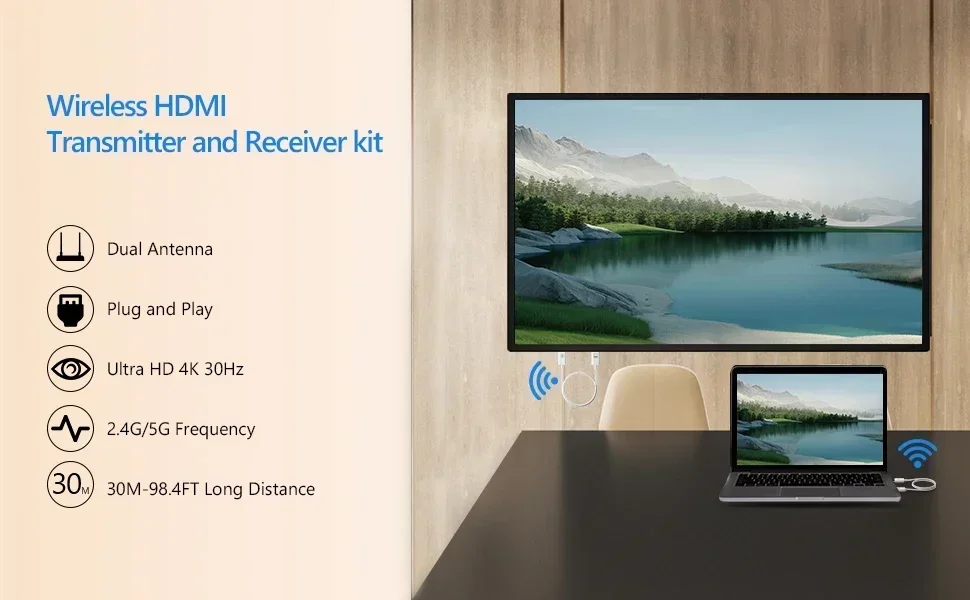 50M Wireless Transmission Video Transmitter and Receiver HDMI ...