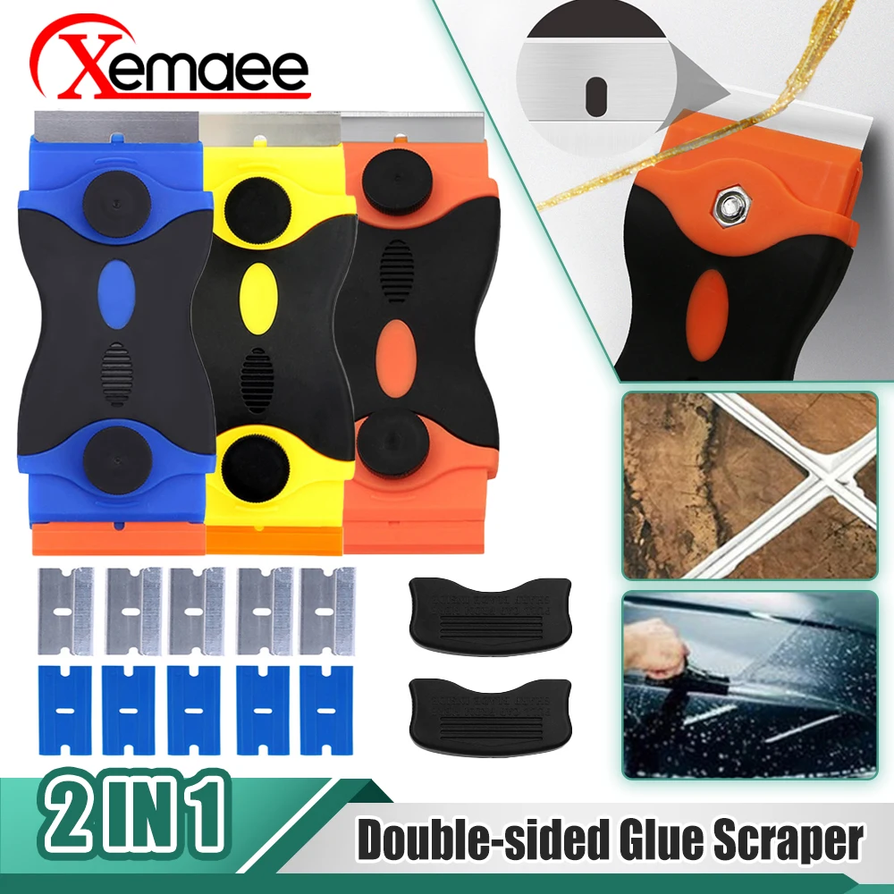 1-2-10Pcs-Double-Sided-Scraper-With-Plastic-Handle-Blade-Tool-for ...
