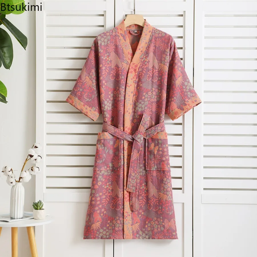 New 100% Cotton Lady's Bathroom Robe Printed Nightgown Style Pure ...