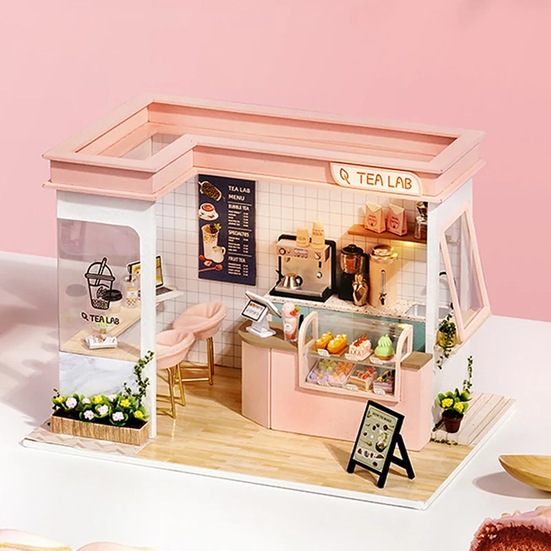 Milk-Tea-Shop-Miniature-Doll-House-Mini-DIY-Kit-For-3D-Wooden-Assembly ...