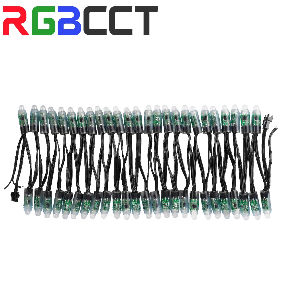 50pcs-100pcs-12mm-WS2811-led-module-DC-5V-12V-Black-Green-RWB-Wire-RGB ...