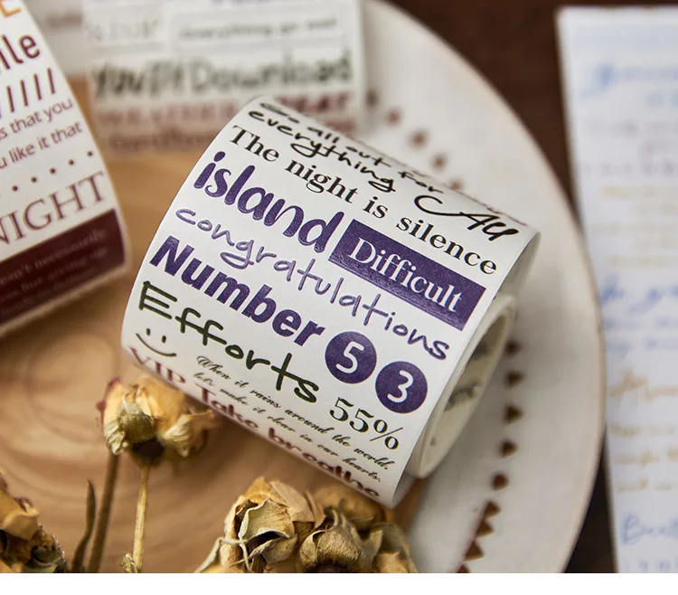 Basic Text Word Masking Washi Tape Vintage English Special Oil ...