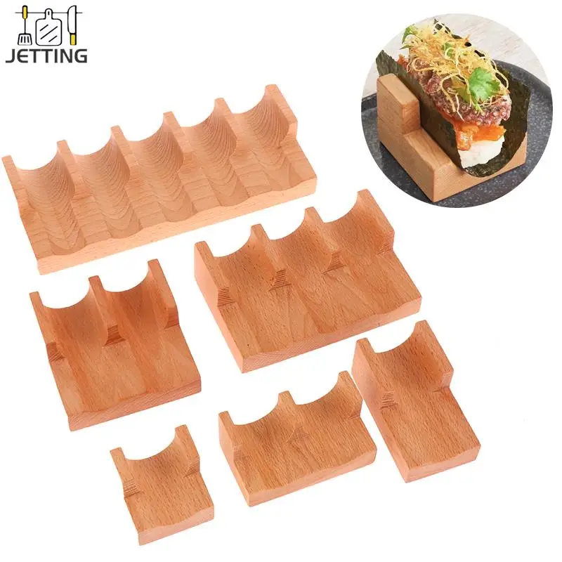 1Pc Japanese Sushi Rack Wooden Taco Snack Food Holder Wood Plate ...