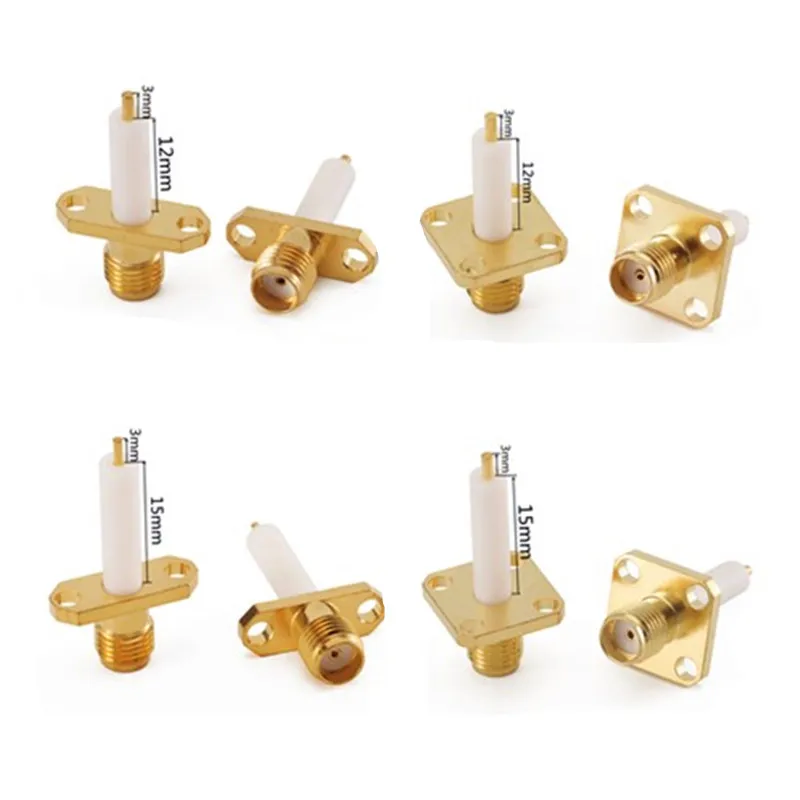 1pcs SMA KF female head four hole two hole extended square plate flange panel KFD length 12 15 ...