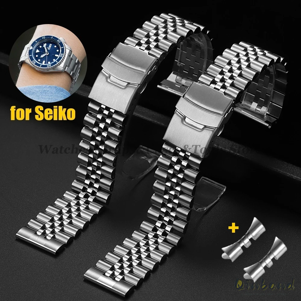 Curved End 316L Stainless Steel Watch Strap for Seiko 5 SKX007 SKX009 ...