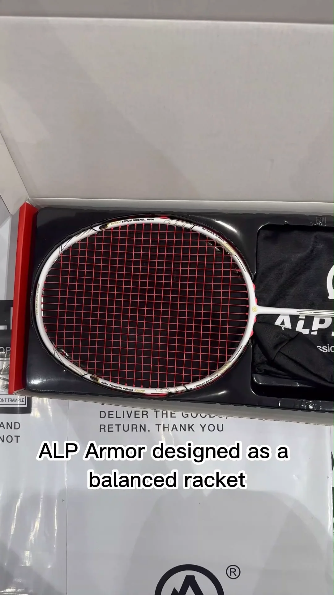 ALP-SPORTS Carbon Fiber Racket | 82g Lightweight Design | 310mm Balance ...