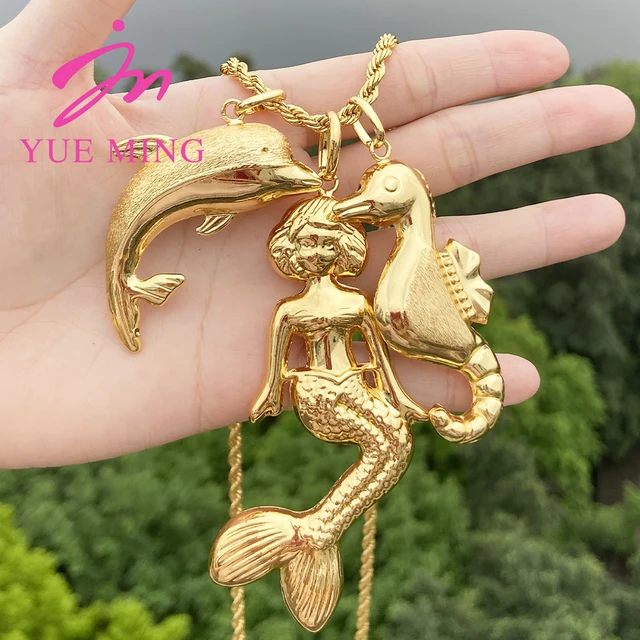 3pcs Pendant with 60cm Chain For Women Men 18k Gold Plated Copper ...