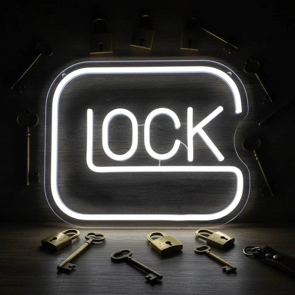 Lock Neon Sign USB Powered Cool Gaming Wall Decor Light for Gamer Man ...