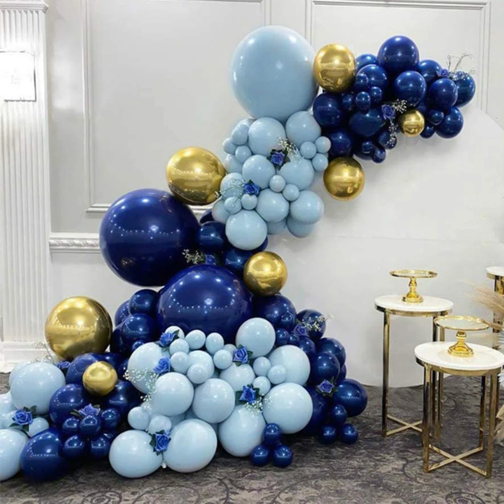 125Pcs Navy Blue Baby Balloon Arch Kit Garland Metallic Gold Latex ...