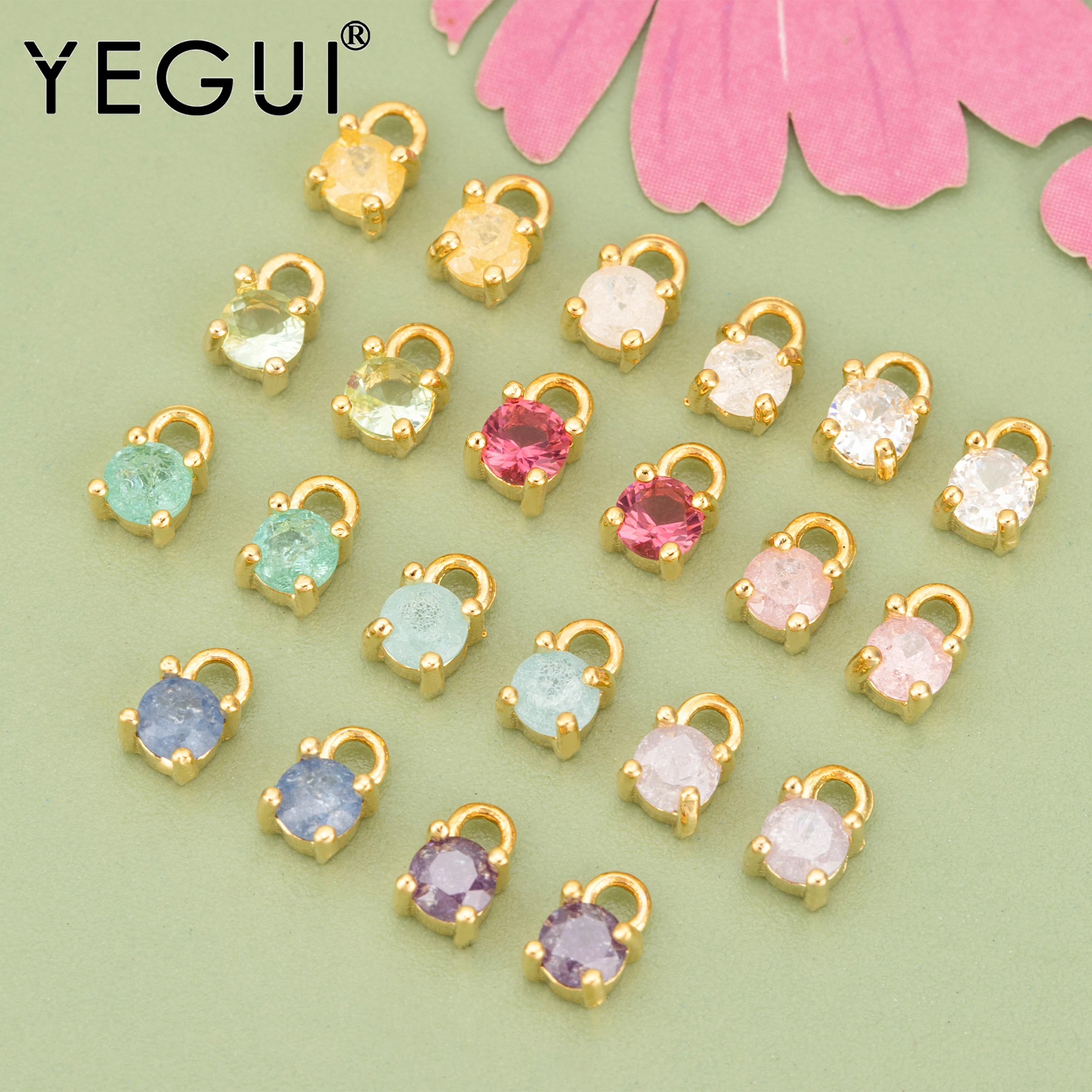 YEGUI MF42,jewelry accessories,18k gold plated,copper,zircons,charms ...