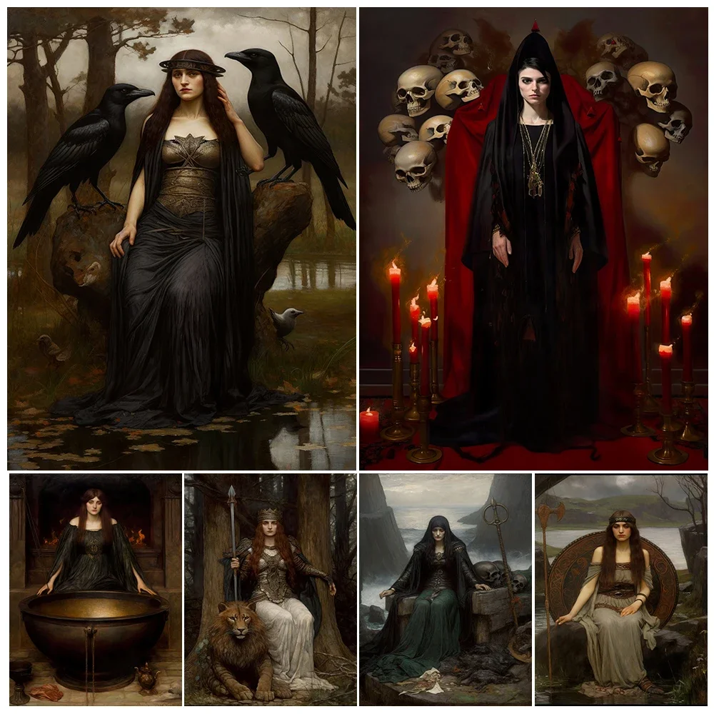 Black-Magic-Priestess-Satanic-Witchcraft-vintage-wall-art-canvas ...