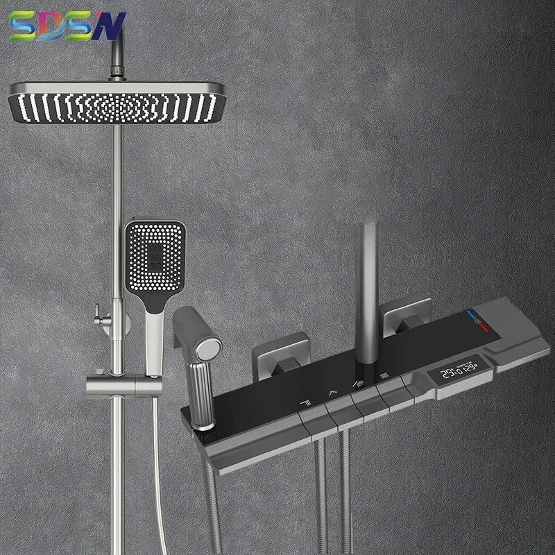 Waterfall-Piano-Digital-Bathroom-Shower-System-Faucets-12-Inch-Rainfall ...