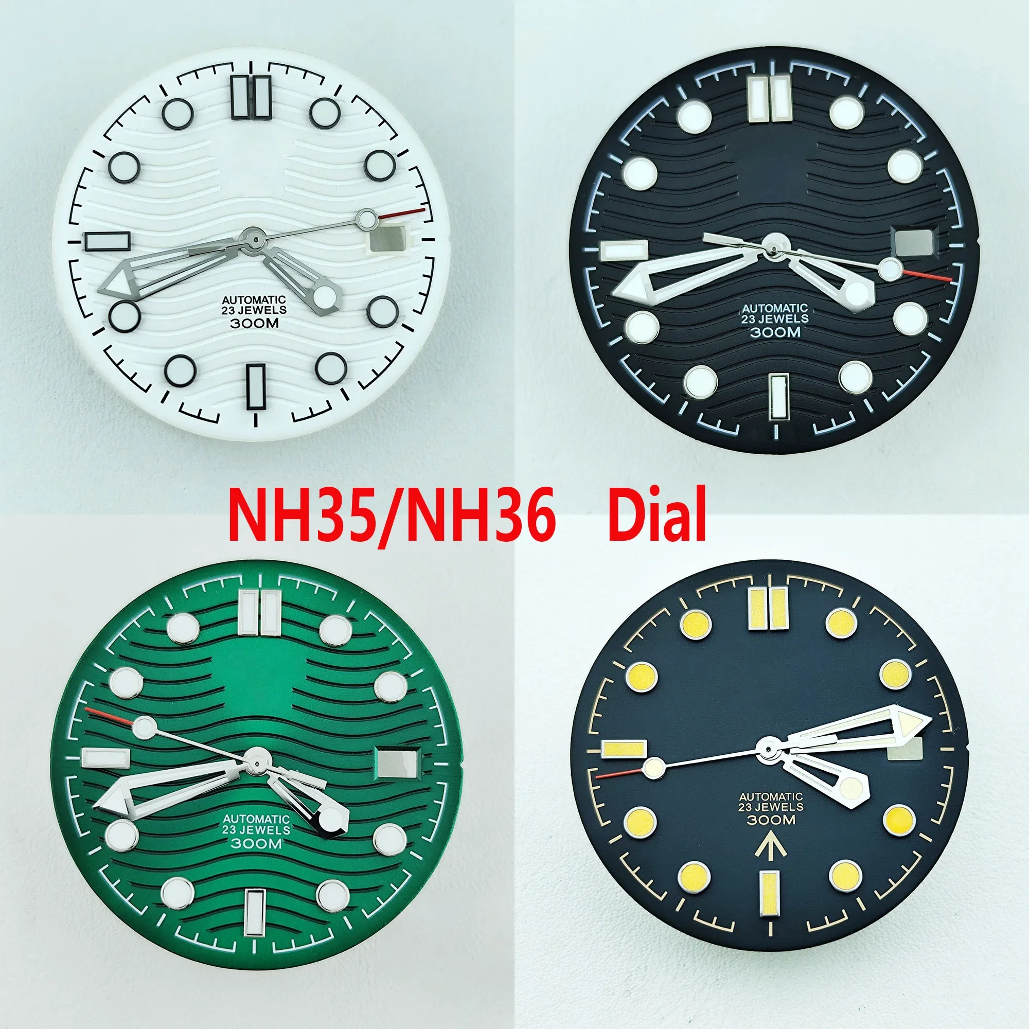 NH35-dial-hands-31mm-S-dial-blue-green-luminous-watch-face-pointers-for ...