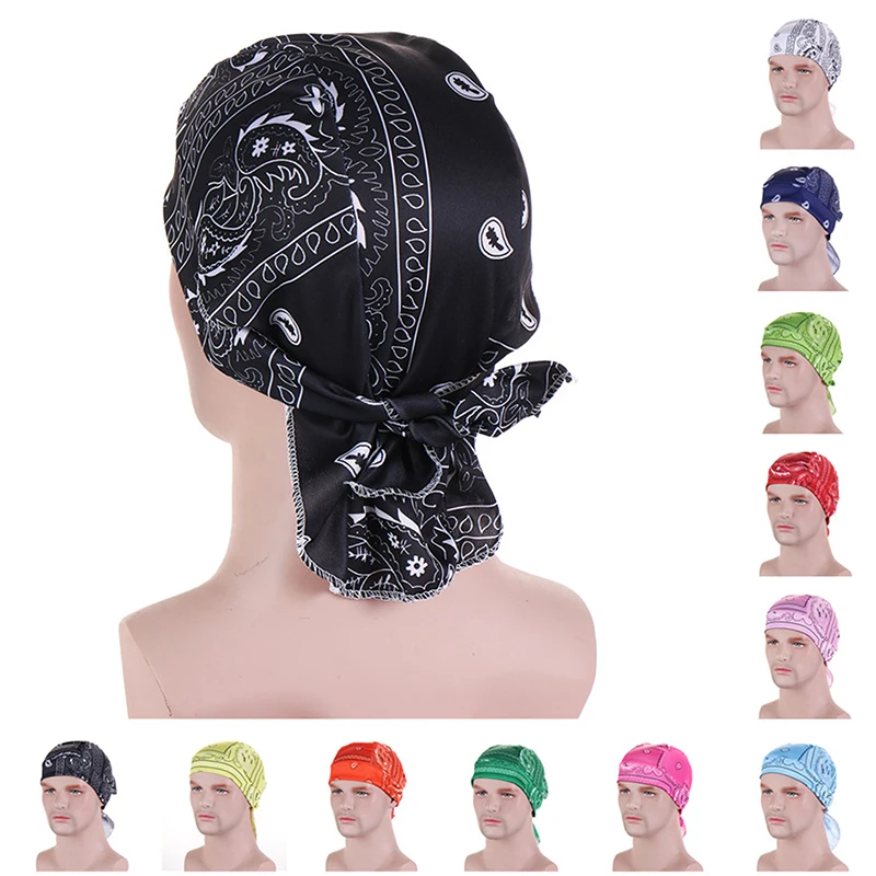 Unisex-Satin-Tail-Doo-Rag-Durag-Bandanas-Cap-printing-Pirate-Hat-Turban ...