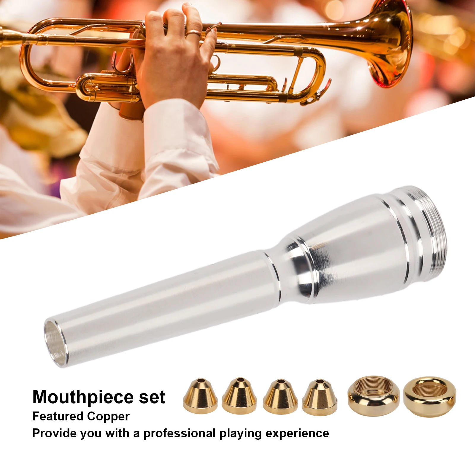 Trumpet Mouthpiece Set Polished Metal Trumpets Part 3C 3B 2C 2B Musical ...