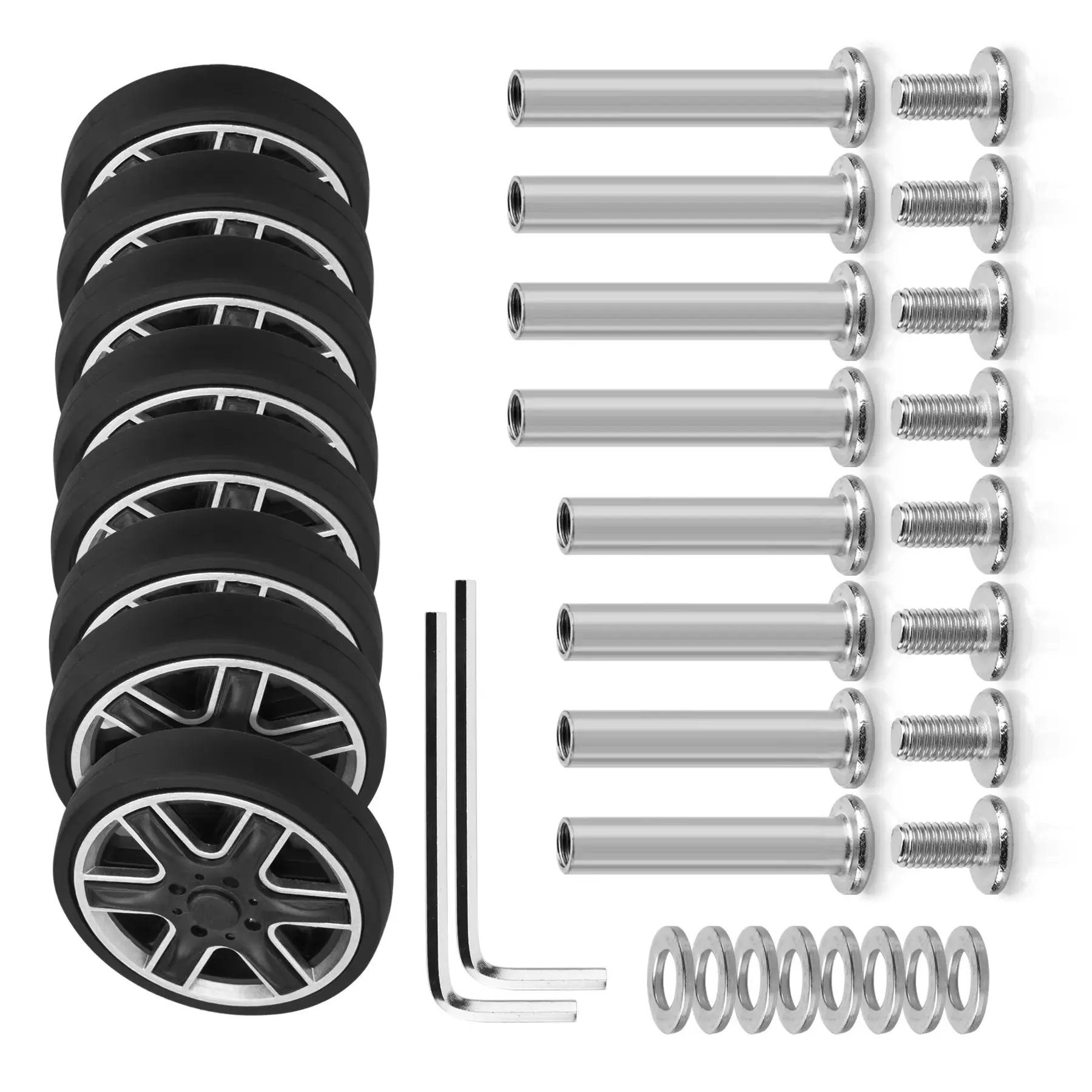 8Pcs Black Luggage Wheel Replacement with Screw Travel Luggage Wheels ...