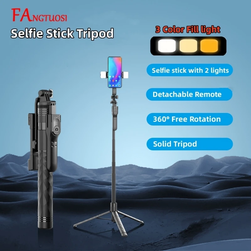 Fangtuosi 1700mm Wireless Selfie Stick Tripod Stand Foldable Monopod
