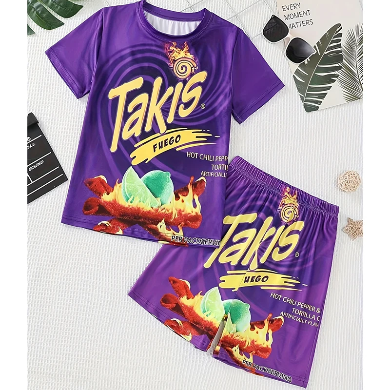Takis-3D-Printed-Men-2-piece-Pajama-Set-Cartoon-SNACKS-Crew-Neck-Short ...