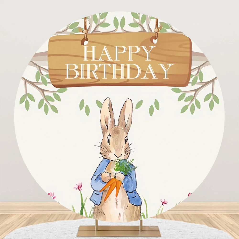 Round-Peter-Bunny-Backdrop-Cover-Cartoon-Rabbit-Birthday-Theme-Party ...